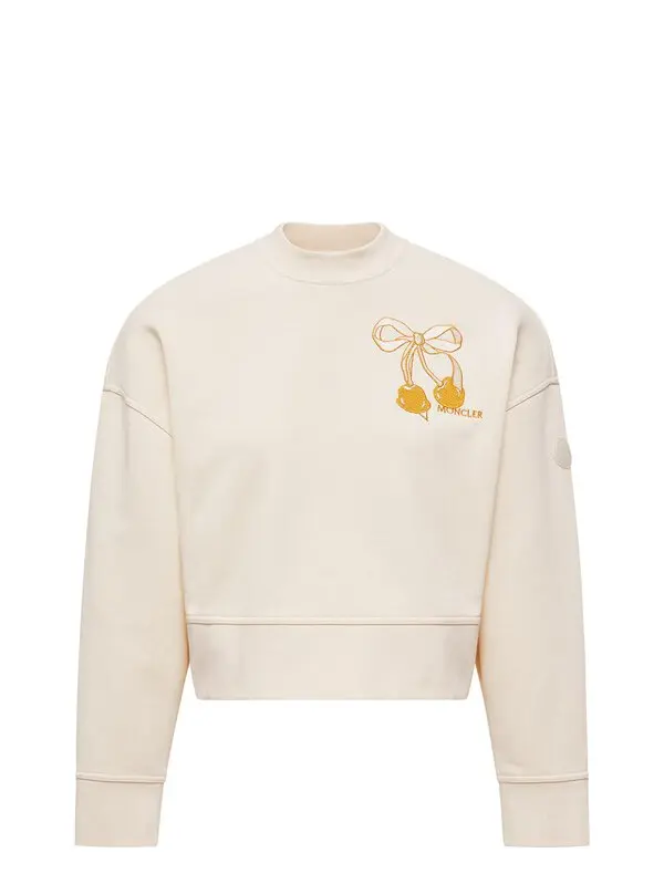 Moncler Embroidered Cotton Fleece Sweatshirt - White