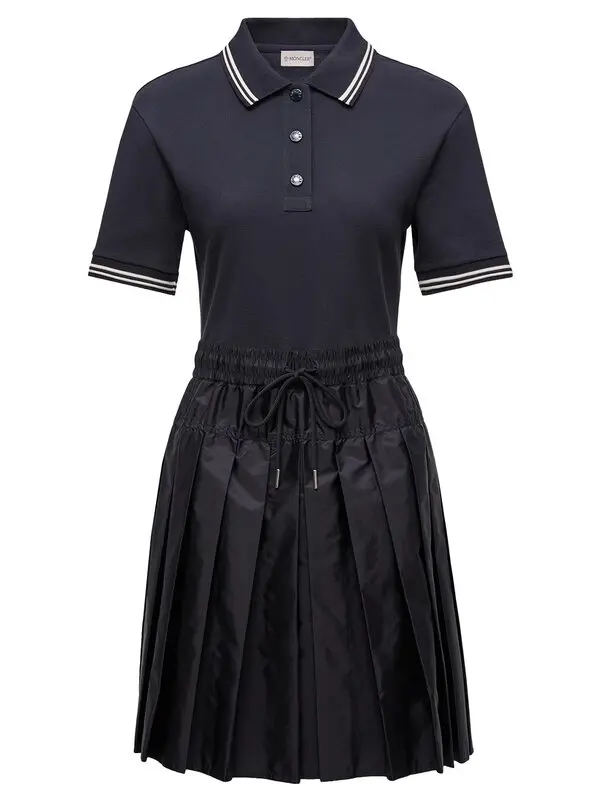 Moncler Cotton Piquet Polo Shirt Dress - Blue