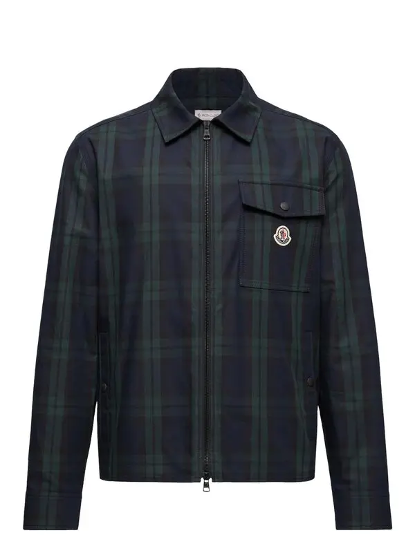 Moncler Checked Cotton Gabardine Zip-up Shirt Jacket - Black
