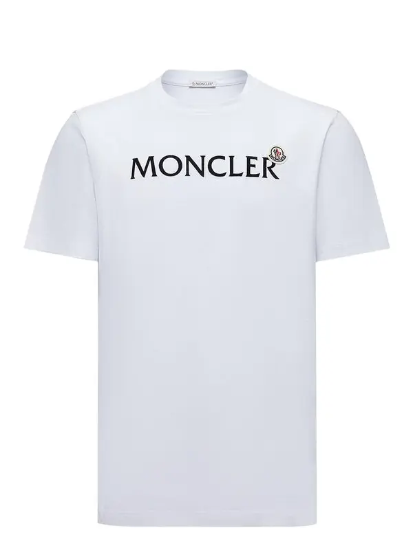 Moncler Flocked Logo Cotton T-shirt - White
