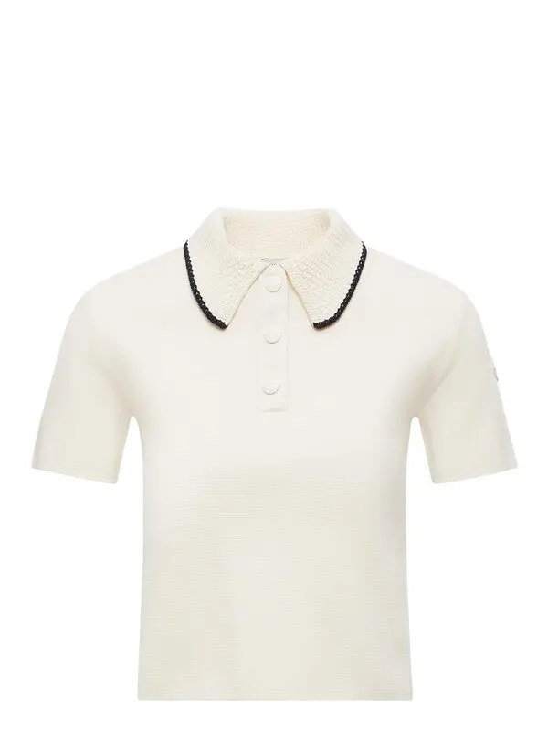 Moncler Knit Cotton Polo Shirt - White