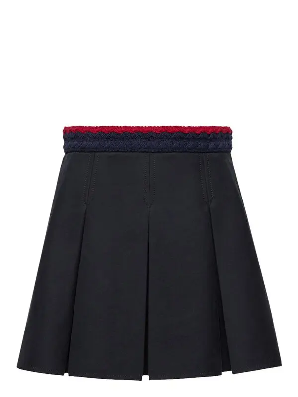 Moncler Cotton Gabardine Pleated Mini Skirt - Blue
