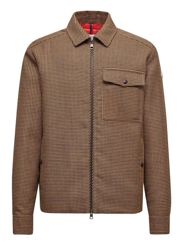Moncler Escaut Wool Down Shirt Jacket - Brown