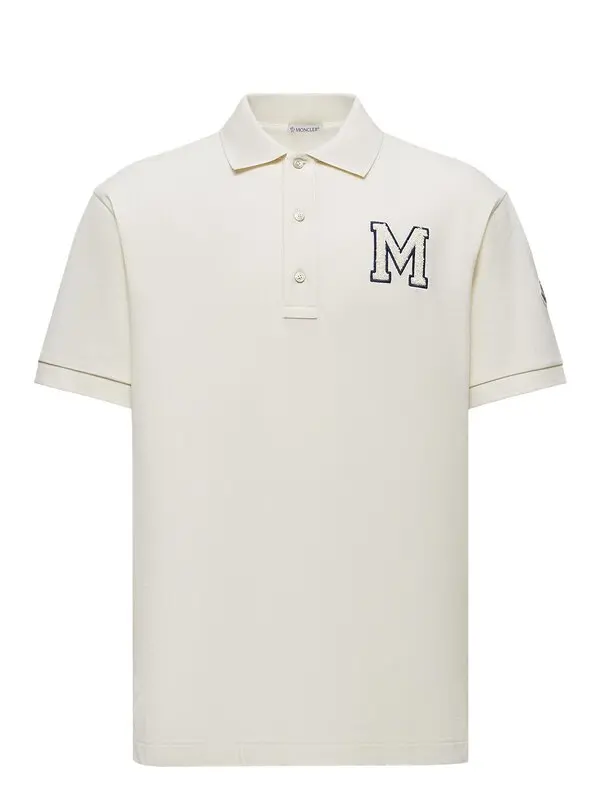 Moncler Monogram Cotton Piquet Polo Shirt - White