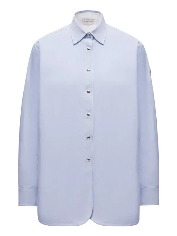 Moncler Oxford Cotton Long-sleeve Shirt - Blue