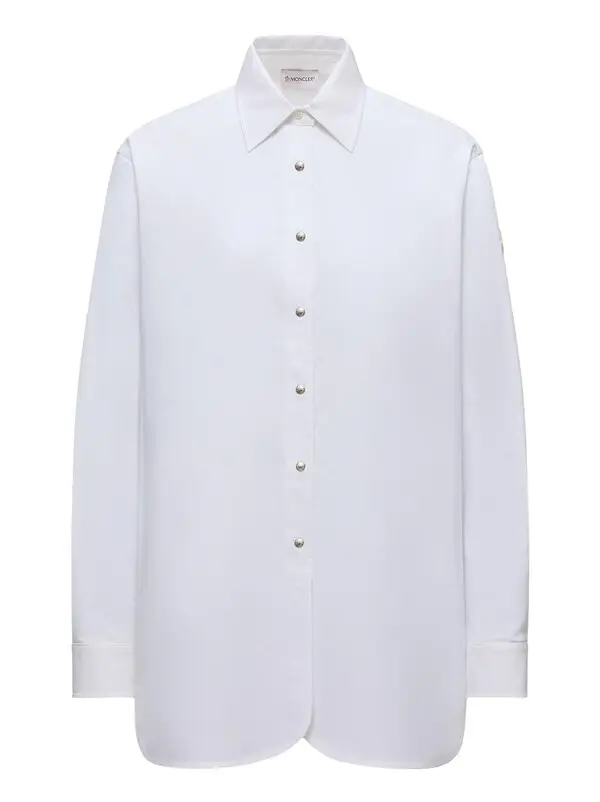 Moncler Oxford Cotton Long-sleeve Shirt - White