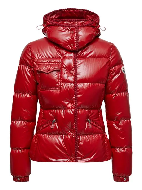 Moncler Glareins Braided Trim Hooded Short Down Jacket - Red