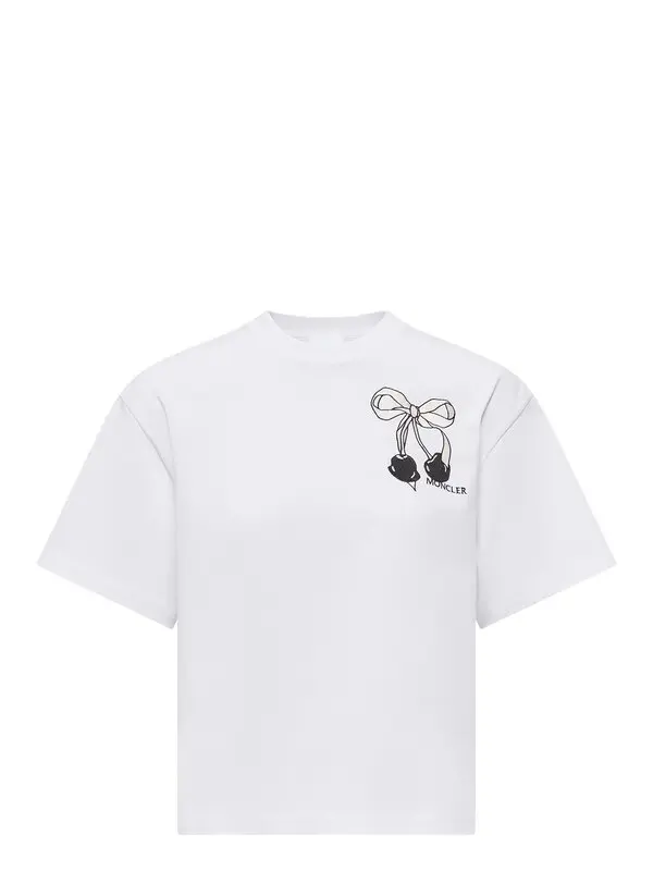 Moncler Embroidered Cherry Logo Cotton T-shirt - White