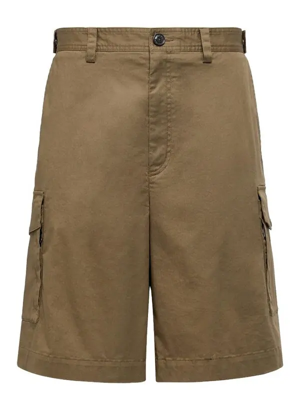 Moncler Cotton Gabardine Cargo Shorts - Green