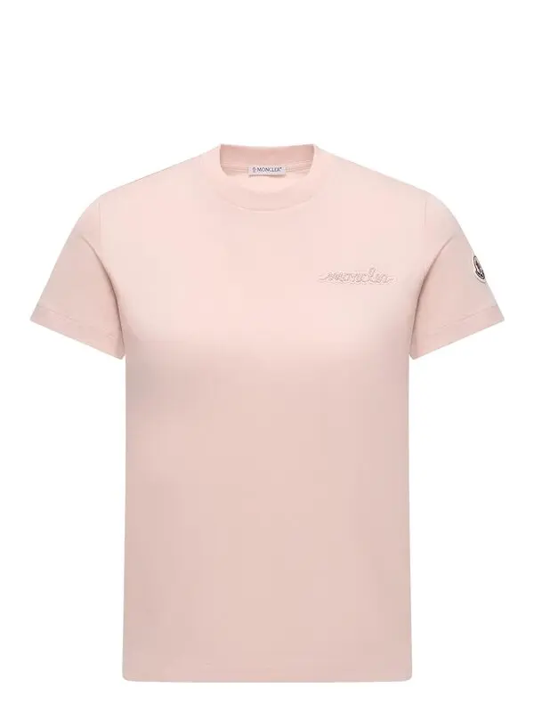 Moncler Beaded Logo Cotton T-shirt - Pink