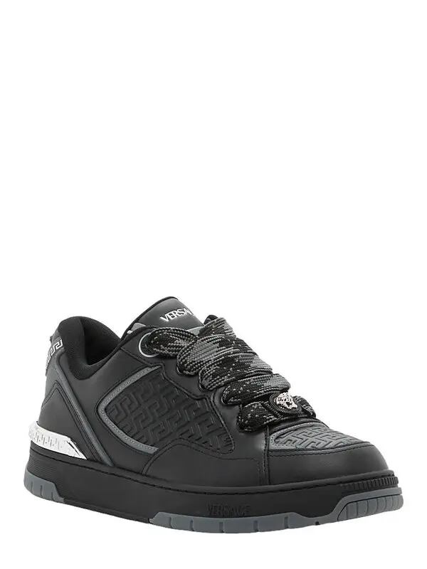 Versace Biggie Basket Leather Sneakers - Black