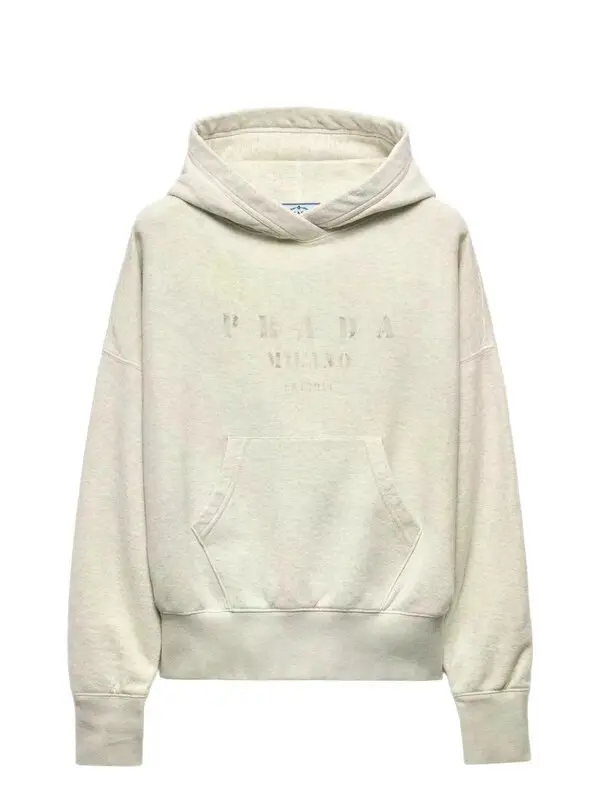Prada Hooded Jersey Sweatshirt - Neutrals