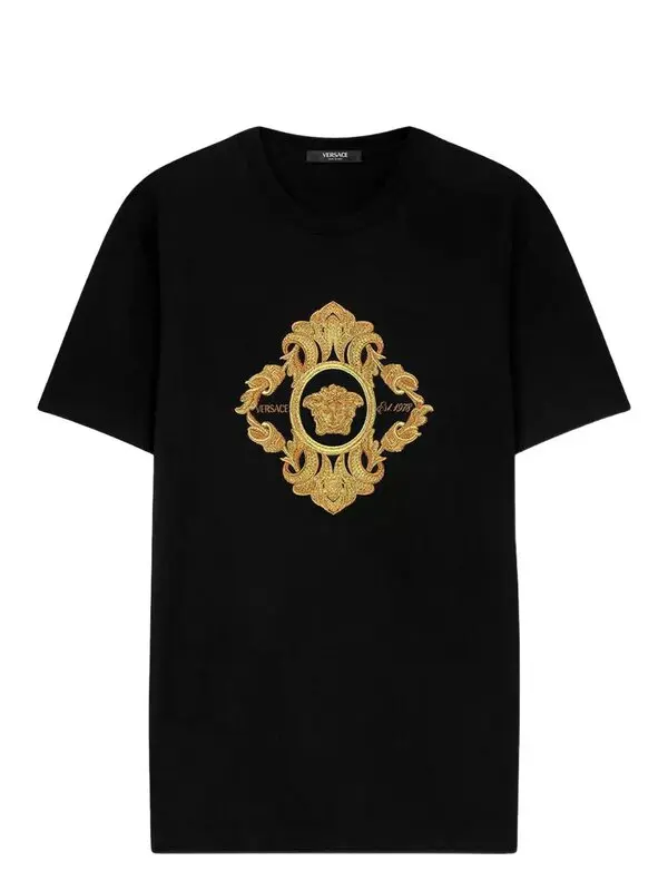 Versace Architectural Baroque-embroidered T-shirt - Black