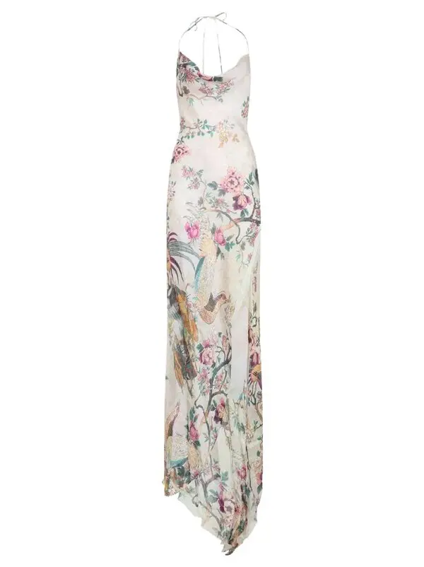 Roberto Cavalli Floral-print Evening Dress - Neutrals