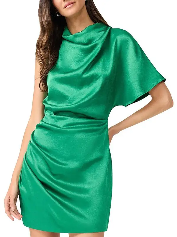 ELLIATT Ameera One Shoulder Mini Dress - Forest Green