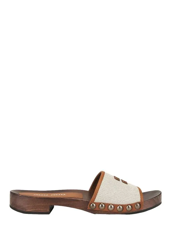 Miu Miu Clog Sandal - Naturale & Brandy