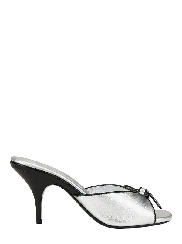 Miu Miu Mule Sandal In Metallic Silver - Argento & Nero