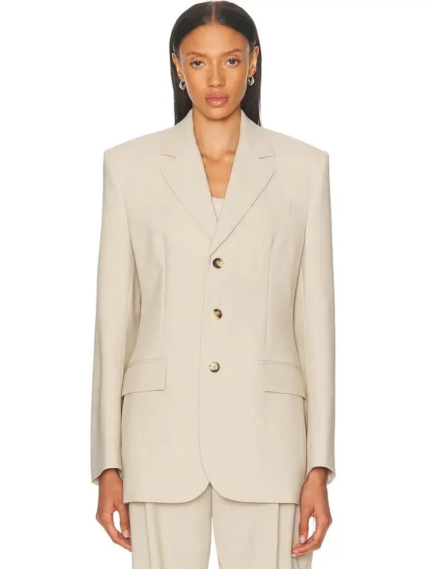 Wardrobe.NYC Light Longline Blazer - Sand