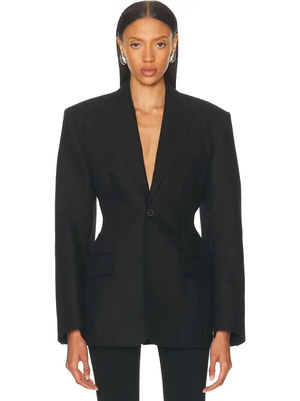 Wardrobe.NYC Drill Contour Blazer - Black