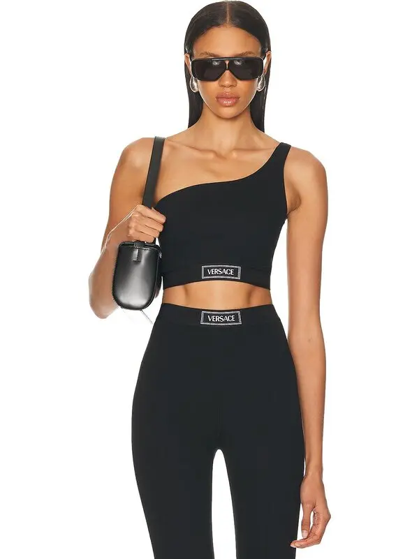 Versace One Shoulder Sports Bra - Black