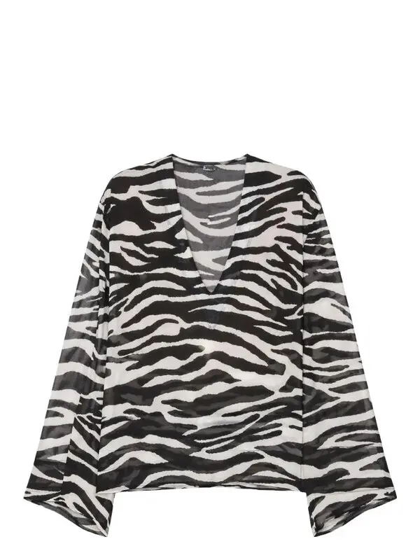 Attico Zebra Printed Top - White & Black