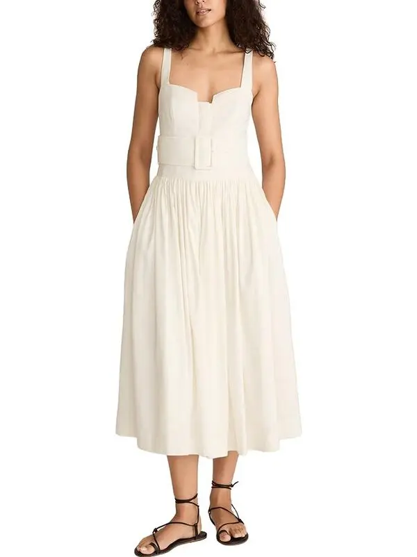Rebecca Taylor Ottoman Belted Bustier Shirt Dress - Natural
