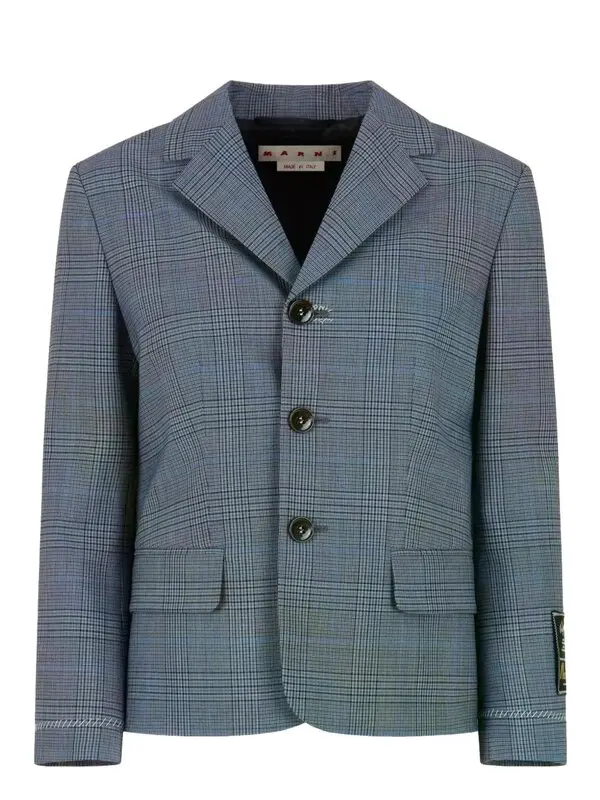 Marni Checked Blazer - Blue