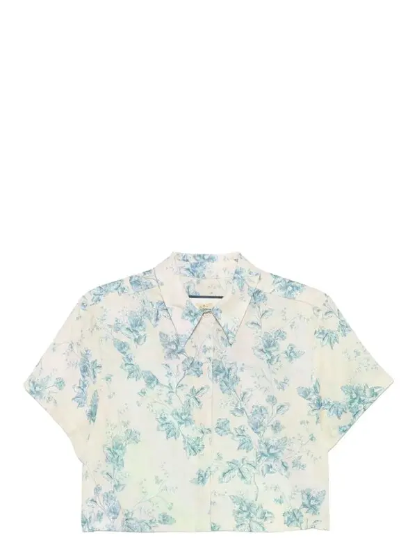 Agua Bendita Floral-print Linen Shirt - Neutrals