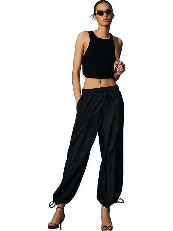 DAILY PRACTICE BY ANTHROPOLOGIE Daily Practice Base Jump Parachute Pants - Black