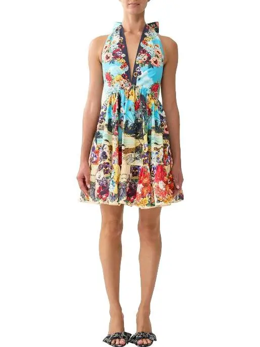 Camilla Ruffle Hem Halterneck Mini Dress - Bathing Bombshell