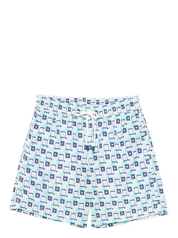 FIORIO MILANO Geometric-print Swim Shorts - Blue