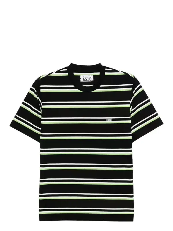 Izzue Striped Logo T-shirt - Black