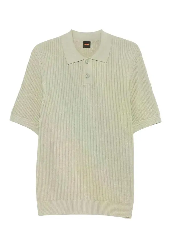 BOSS Ribbed-knit Polo Shirt - Green