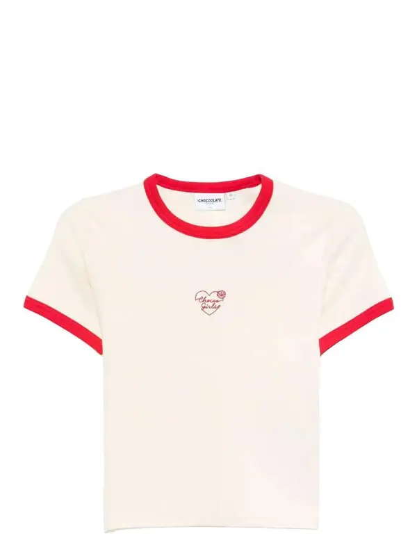 CHOCOOLATE Logo-embroidered T-shirt - Neutrals