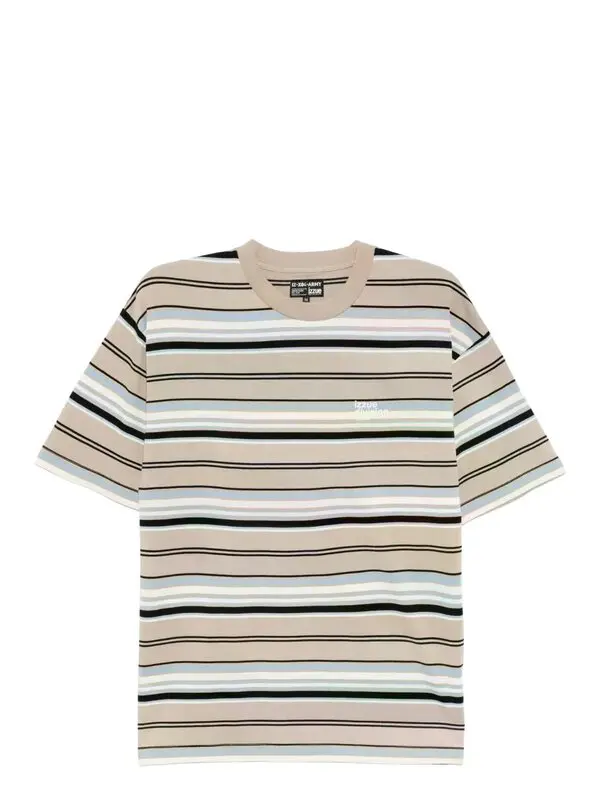 Izzue Striped Logo T-shirt - Brown