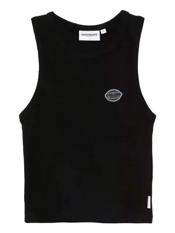 CHOCOOLATE Ribbed Tank Top - Black