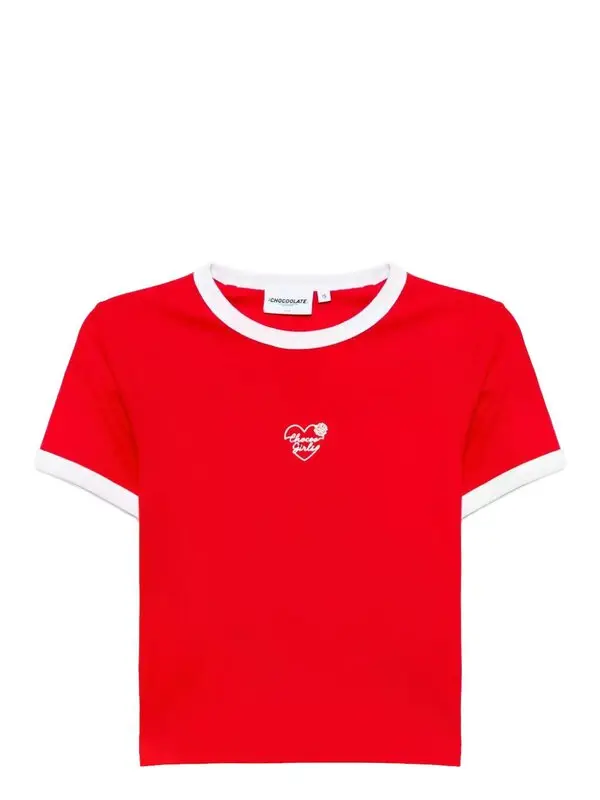 CHOCOOLATE Logo-embroidered T-shirt - Red