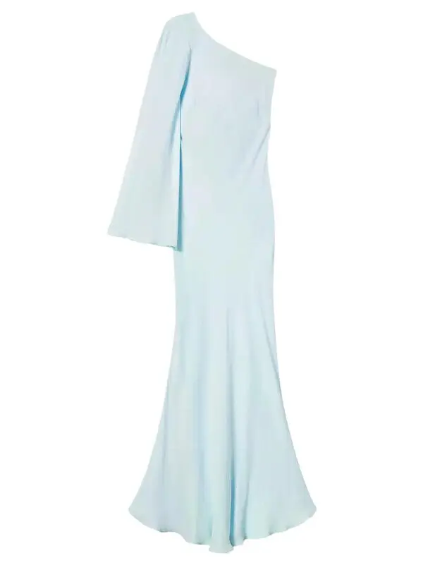 TWINSET Lido One-shoulder Bell Sleeve Maxi Dress - Blue