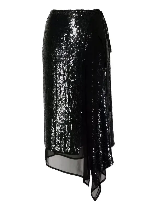 P.a.r.o.s.h Glare Sequin Embellished Wrap Skirt - Black