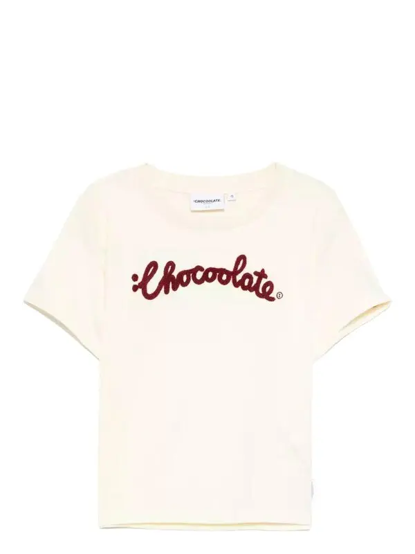 CHOCOOLATE Logo-embroidered T-shirt - Neutrals