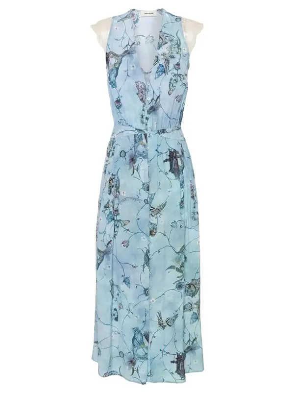 Zadig&Voltaire Rolanys Silk Midi Dress - Blue