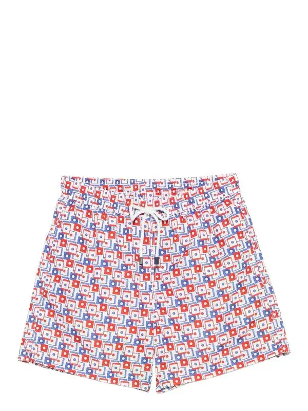 FIORIO MILANO Geometric-print Swim Shorts - White
