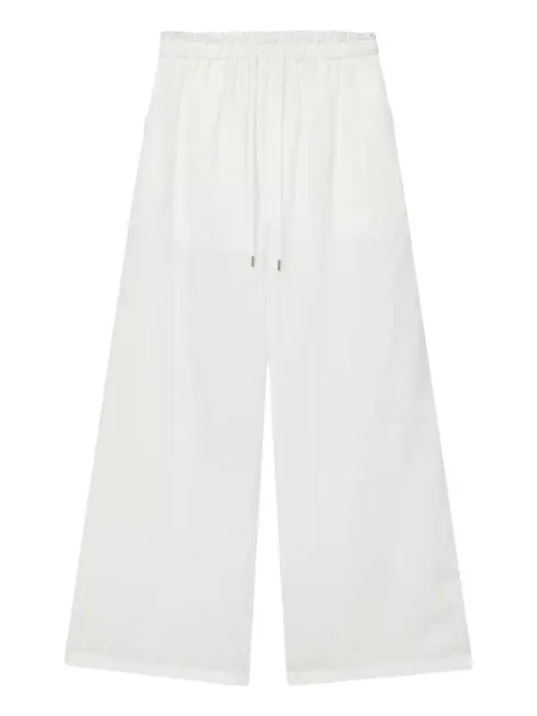 TOUT A COUP Elasticated Wide-leg Trousers - White