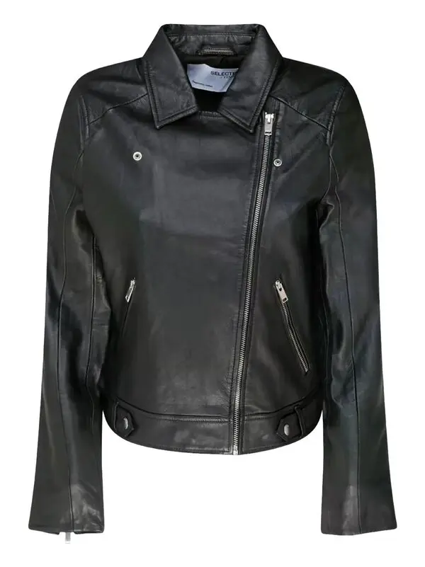 SELECTED Leather Jacket - Black