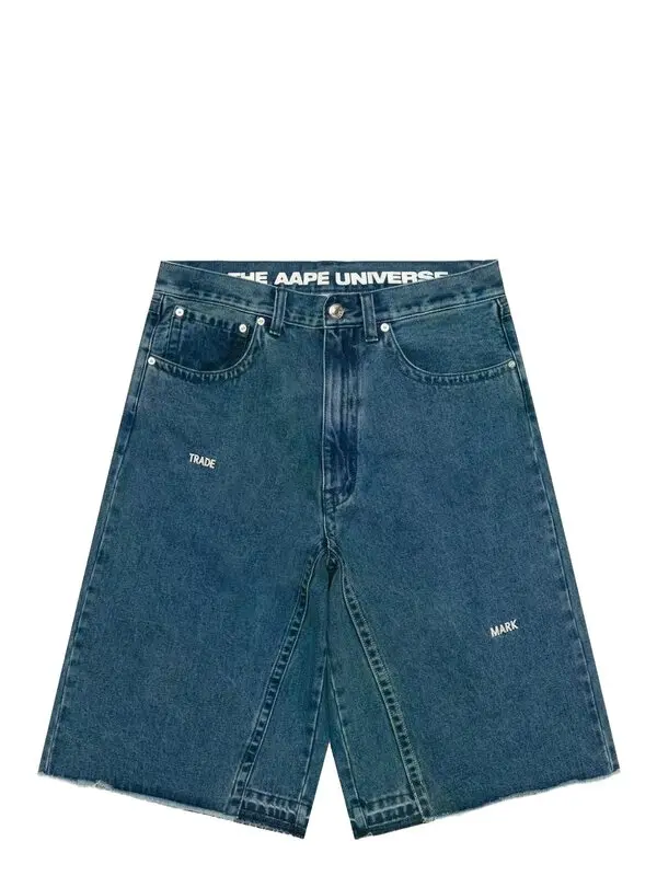 AAPE BY *A BATHING APE® Frayed Denim Shorts - Blue