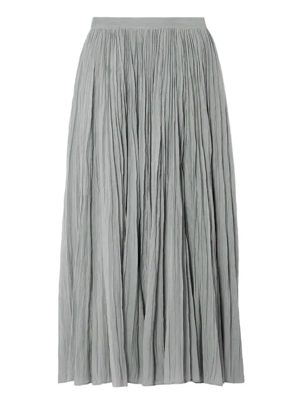 TOTÊME Plissé Organic Cotton-blend Maxi Skirt - Gray