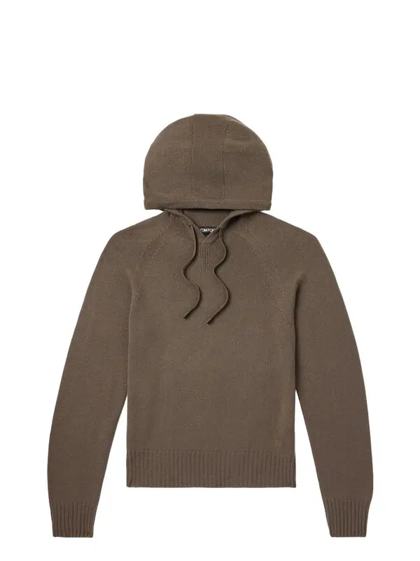 TOM FORD Logo-embroidered Cashmere Hoodie - Brown