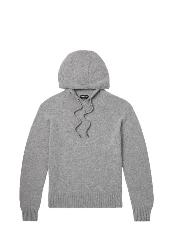 TOM FORD Logo-embroidered Cashmere Hoodie - Gray