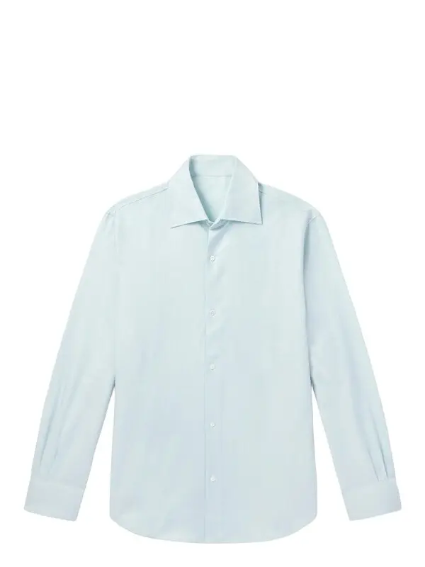STOFFA Cotton And Linen-blend Shirt - Blue