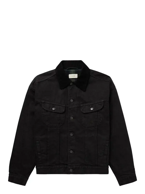 THE ROW Joret Corduroy-trimmed Denim Jacket - Black
